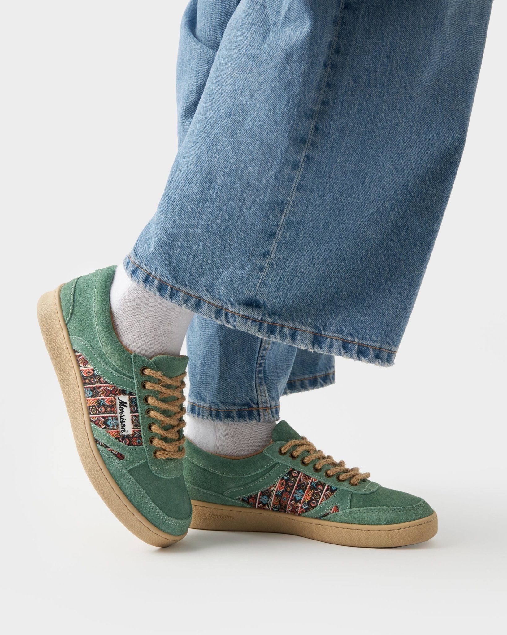 Maya | Minzgrüne Hausschuhe aus Spaltleder | Morrison – Morrison Shoes